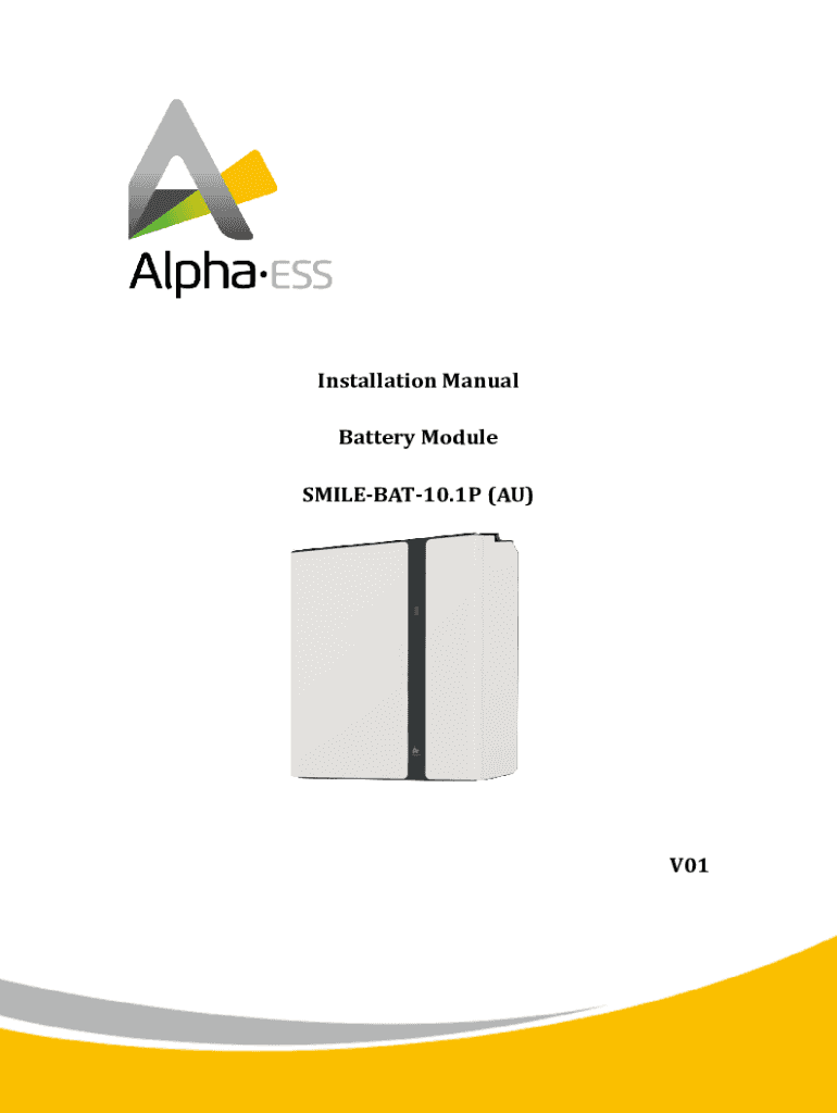 Fillable Online User Manual Energy Storage System (ESS) SMILE-T10-HV ...