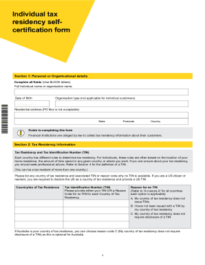 Fillable Online Individual tax residency self- certification form Fax ...