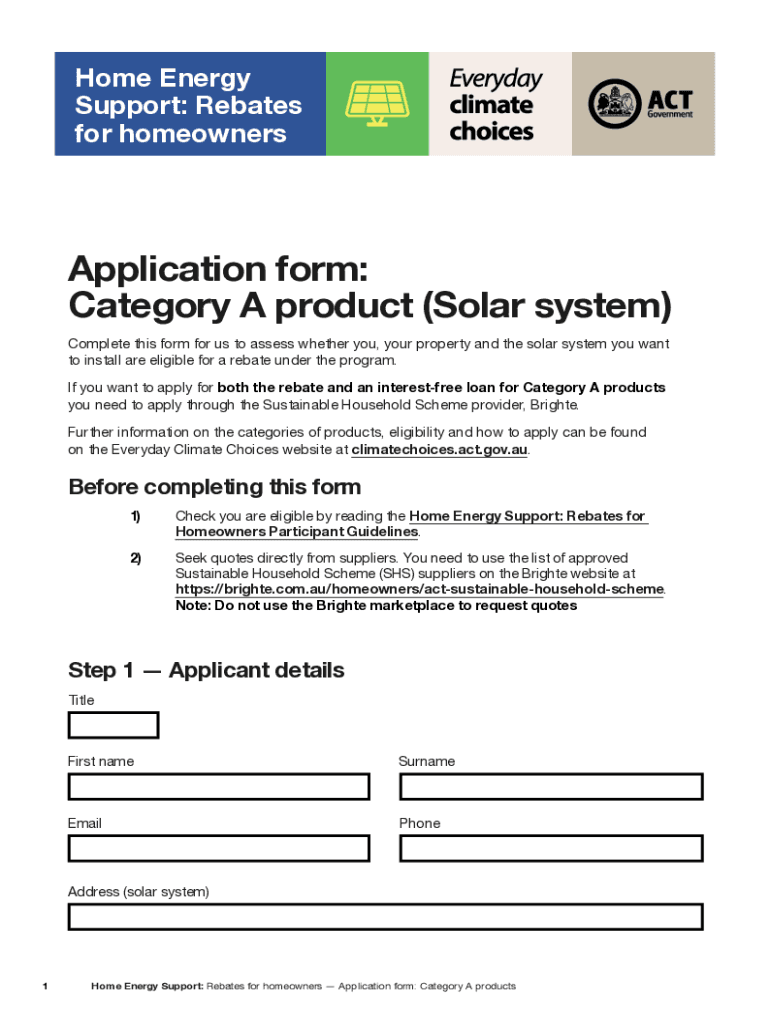 Fillable Online Application form: Category A product (Solar system) Fax ...