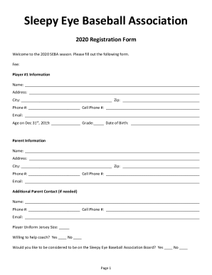 Fillable Online granite state baseball league - 2020 player ...