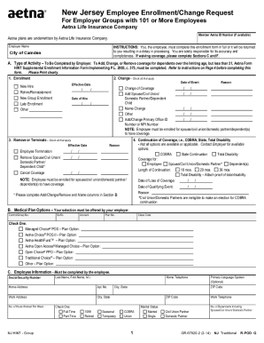 Fillable Online New Jersey Employee Enrollment/Change Form Fax Email ...
