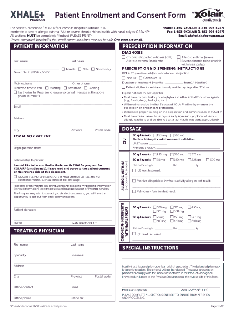 Fillable Online Patient Enrollment and Consent Form - Digital Portal ...