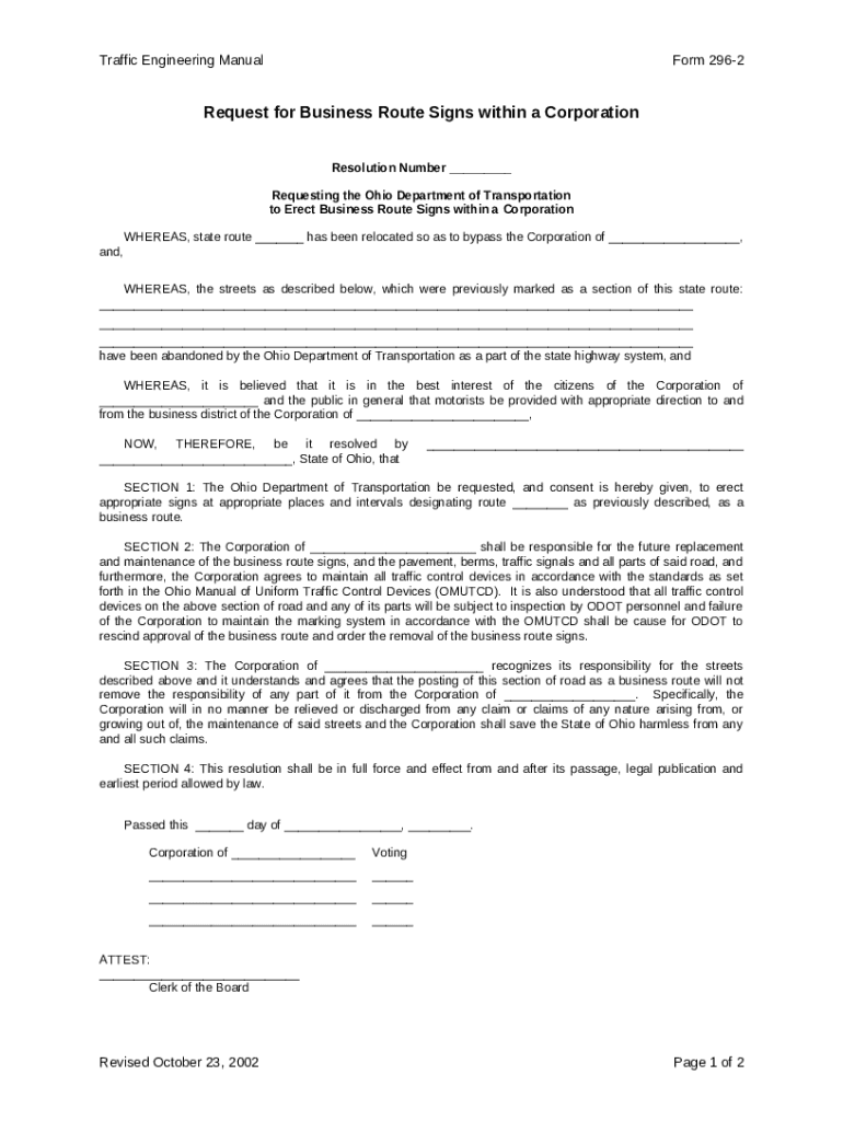 State of Ohio - Department of Transportation Permit ... Doc Template ...