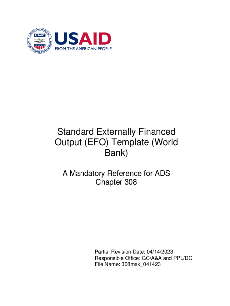 Fillable Online Standard Externally Financed Output (EFO) Template ...