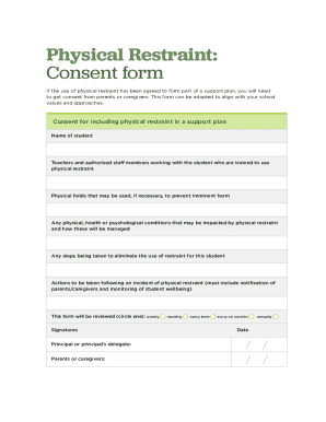 Fillable Online Consent form - Physical Restraint Fax Email Print ...