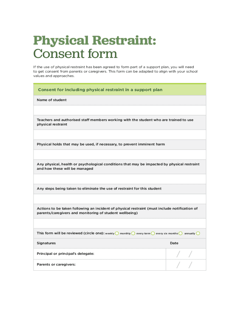 Fillable Online Consent form - Physical Restraint Fax Email Print ...