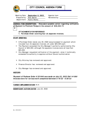 Fillable Online CITY COUNCIL AGENDA FORM Fax Email Print - pdfFiller