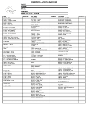 Fillable Online Updated Order Form Home Deliveries 20/04/2023 Fax Email ...