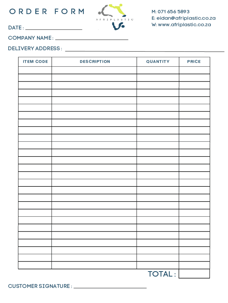 Fillable Online AP ORDER FORM Fax Email Print - pdfFiller