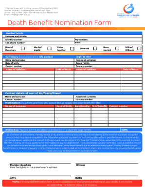 Fillable Online A4 DEATH BENEFIT NOMINATION FORM Fax Email Print ...