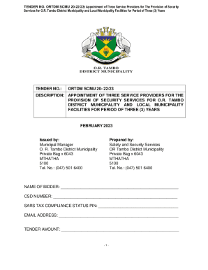 Fillable Online Security services Tenders in Mthatha Fax Email Print ...