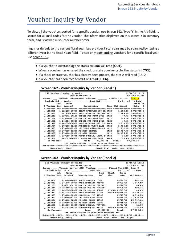Fillable Online Entering Invoice Information for Online Vouchers Fax ...