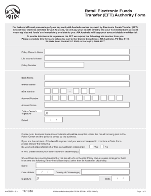 Fillable Online Retail Electronic Funds Transfer (EFT) Authority Form ...