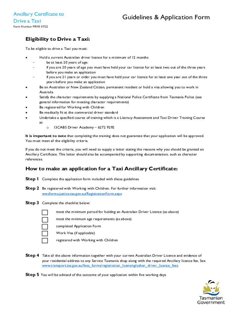 Fillable Online Ancillary Certificate to Drive a Public Passenger ...