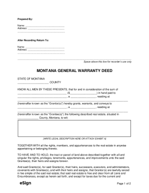 Fillable Online Montana Quit Claim Deed Form - eForms Fax Email Print ...