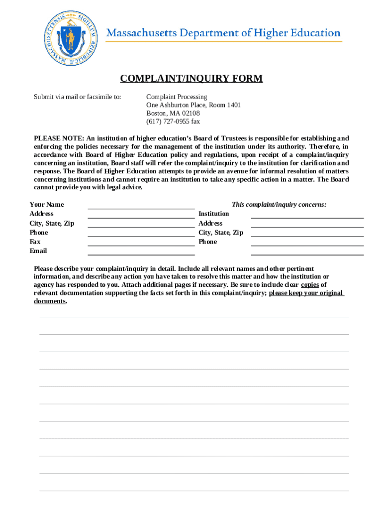 Complaint / Massachusetts Department ... Doc Template | pdfFiller