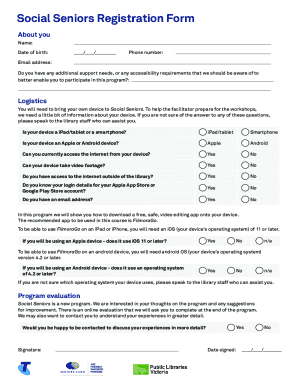 Fillable Online Social Seniors Registration Form Fax Email Print ...