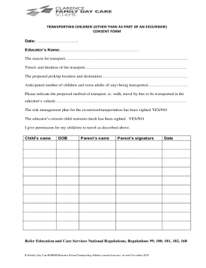 Fillable Online Transporting children consent form Fax Email Print ...