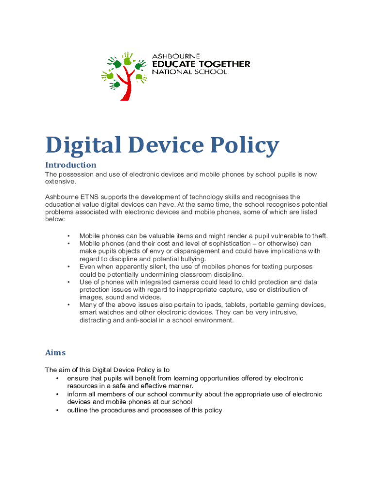 Fillable Online SJT school Cell phone and digital device policy.docx ...