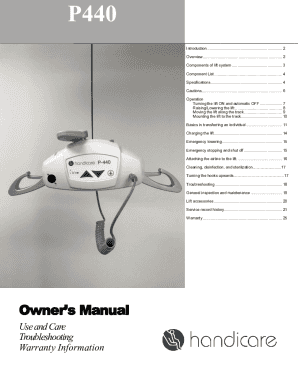 Fillable Online PRISM MEDICAL P-440 Portable Ceiling Lift Owner's ...