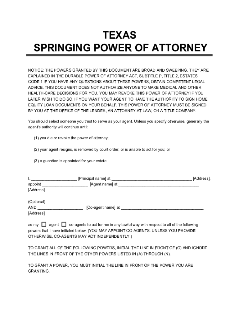 Fillable Online Free Texas Power of Attorney Template & FAQs Fax Email ...