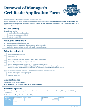 Fillable Online Information sheet for renewal of manager's certificate ...