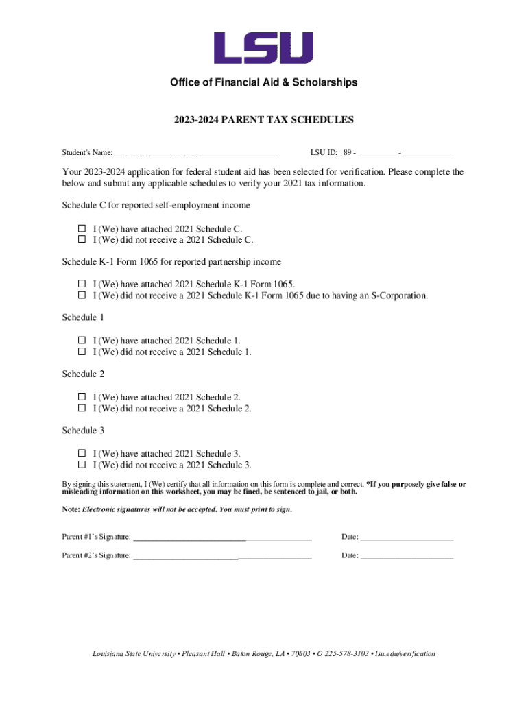 Fillable Online Parent Tax Schedule Request Fax Email Print - pdfFiller