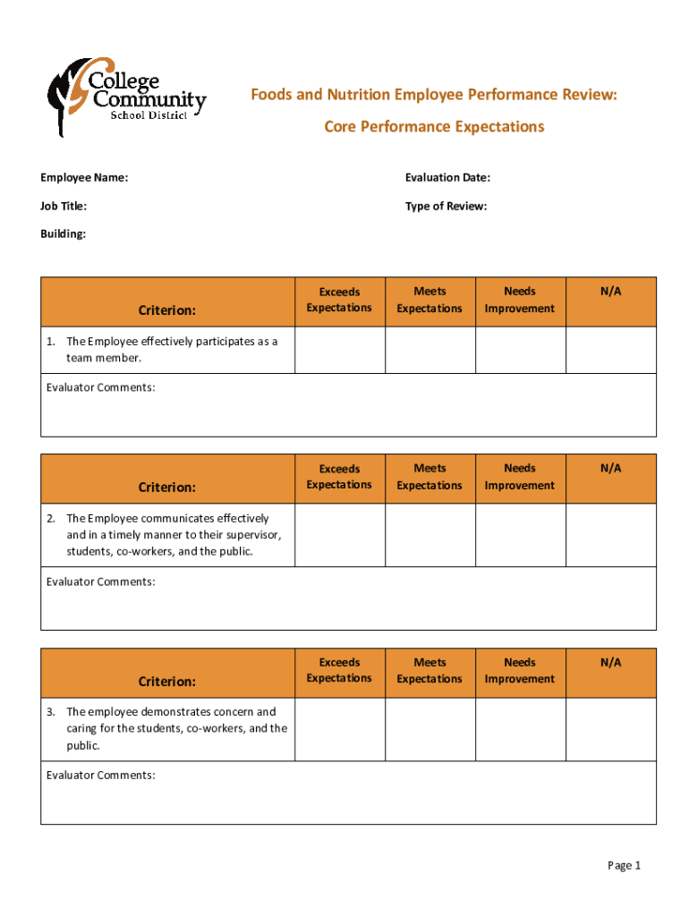 Fillable Online 15 Free Employee Performance Review Templates Fax Email ...