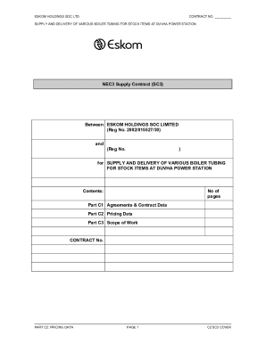 Fillable Online NEC3 Supply Contract (SC3) Between ESKOM HOLDINGS ...