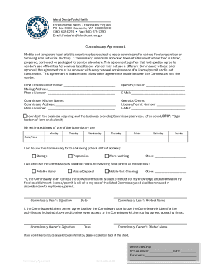Fillable Online Commissary Agreement Fax Email Print - pdfFiller
