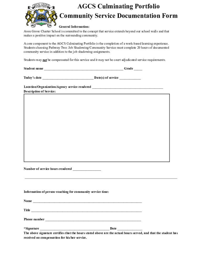 Fillable Online AGCS Community Service Form Fax Email Print - pdfFiller