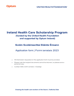 Fillable Online Application form - Ireland Health Care Scholarship ...