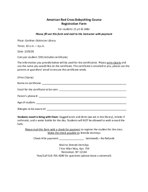 Fillable Online Babysitting Course Form Fax Email Print - pdfFiller