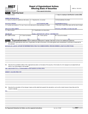 Fillable Online Form 8937 Amended Report of Organizational Actions ... Fax Email Print - pdfFiller