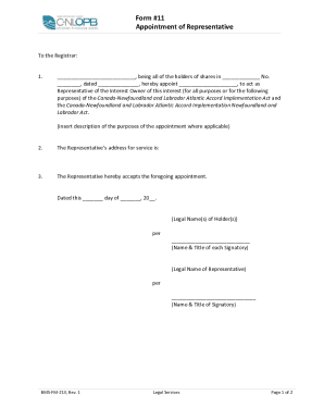 Fillable Online Form 11Appointment of Representative Fax Email Print ...