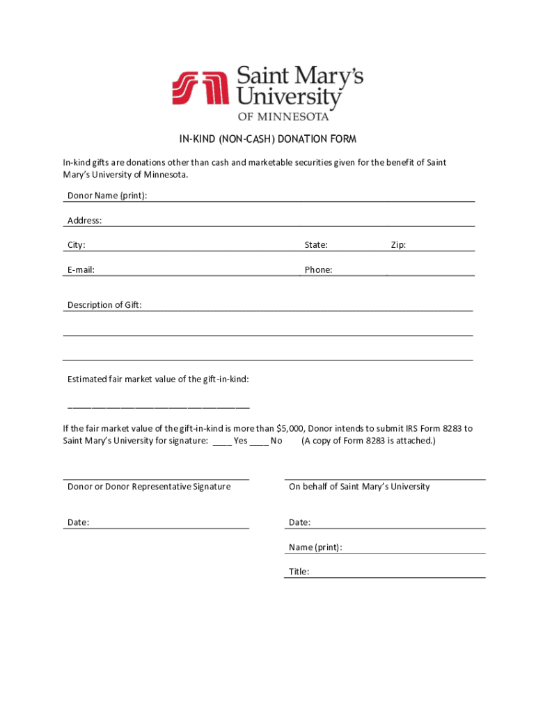 Fillable Online IN-KIND (NON-CASH) DONATION FORM Fax Email Print ...