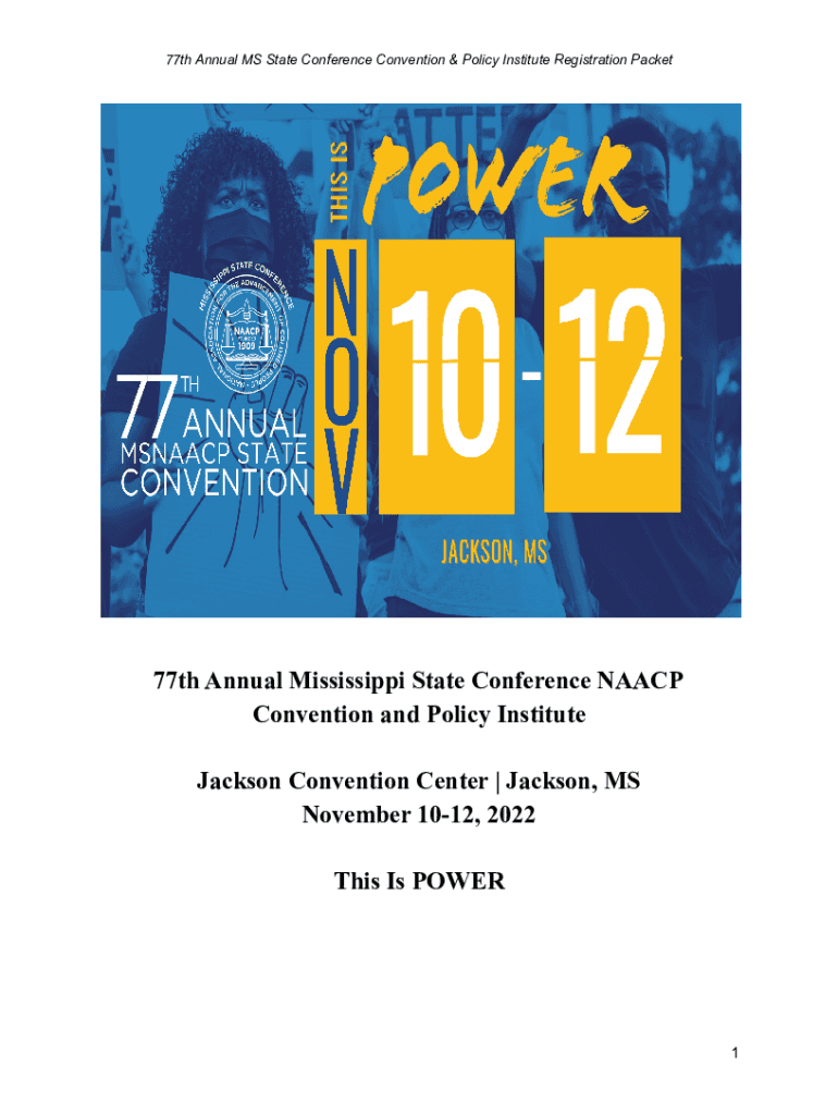 Fillable Online 77th Annual Mississippi State Conference NAACP ...