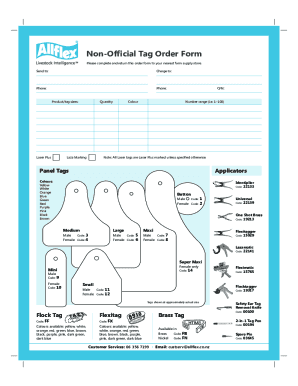 Fillable Online Non-Official Tag Order Form Fax Email Print - pdfFiller