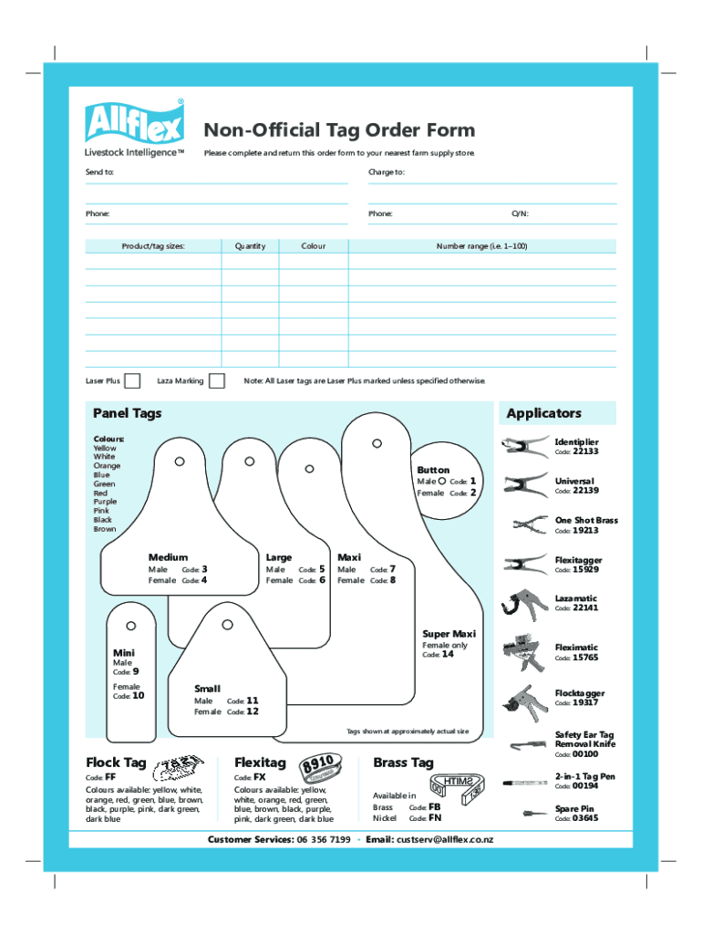 Fillable Online Non-Official Tag Order Form Fax Email Print - pdfFiller