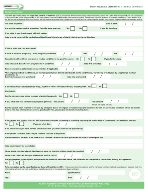 Fillable Online Travel Insurance Claim Form Medical Certificate Fax ...