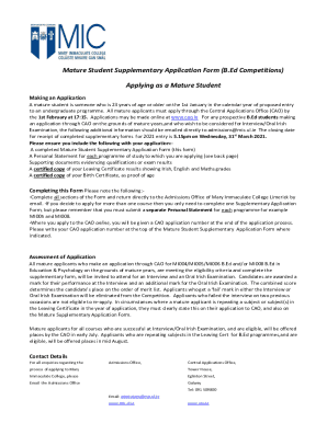 Fillable Online Mature Student Supplemental Form Fax Email Print ...