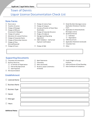 Fillable Online ESTABLISHMENT OWNER/MANAGER ... - Town of Dennis Fax ...