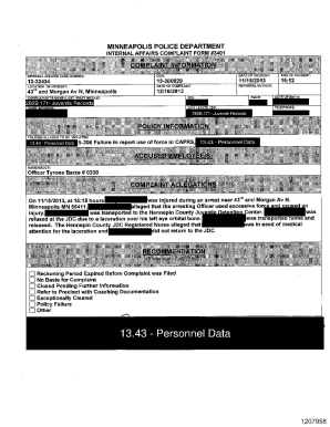 Fillable Online Police Officer Complaint Process - City of Minneapolis ...