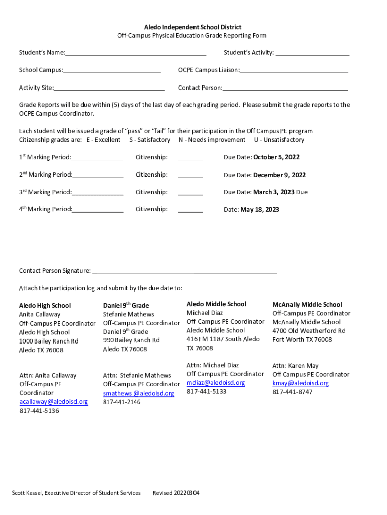 Fillable Online Off-Campus Physical Education Program Fax Email Print - pdfFiller