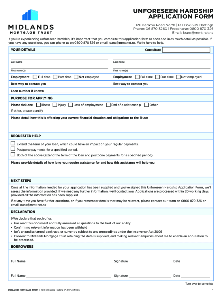 Fillable Online UNFORESEEN HARDSHIP APPLICATION FORM Fax Email Print ...