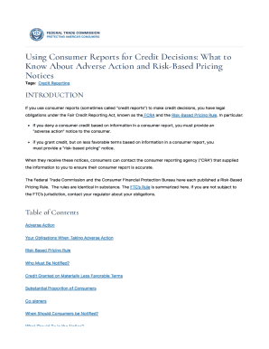 Fillable Online credit score disclosure requirements for risk-based ...