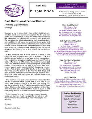 Fillable Online East Knox Local School District / Calendar Fax Email ...
