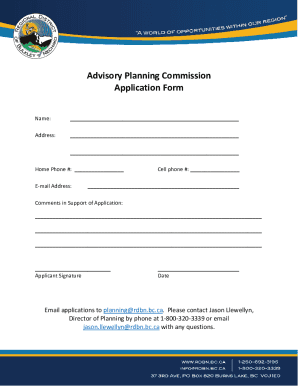 Fillable Online Advisory Planning Commission Application Form Fax Email ...