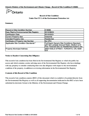 Fillable Online Submitting a record of site condition Fax Email Print ...