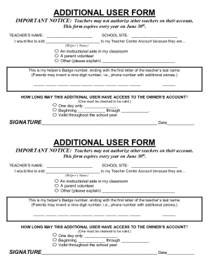 Fillable Online Additional User Form Fax Email Print - pdfFiller
